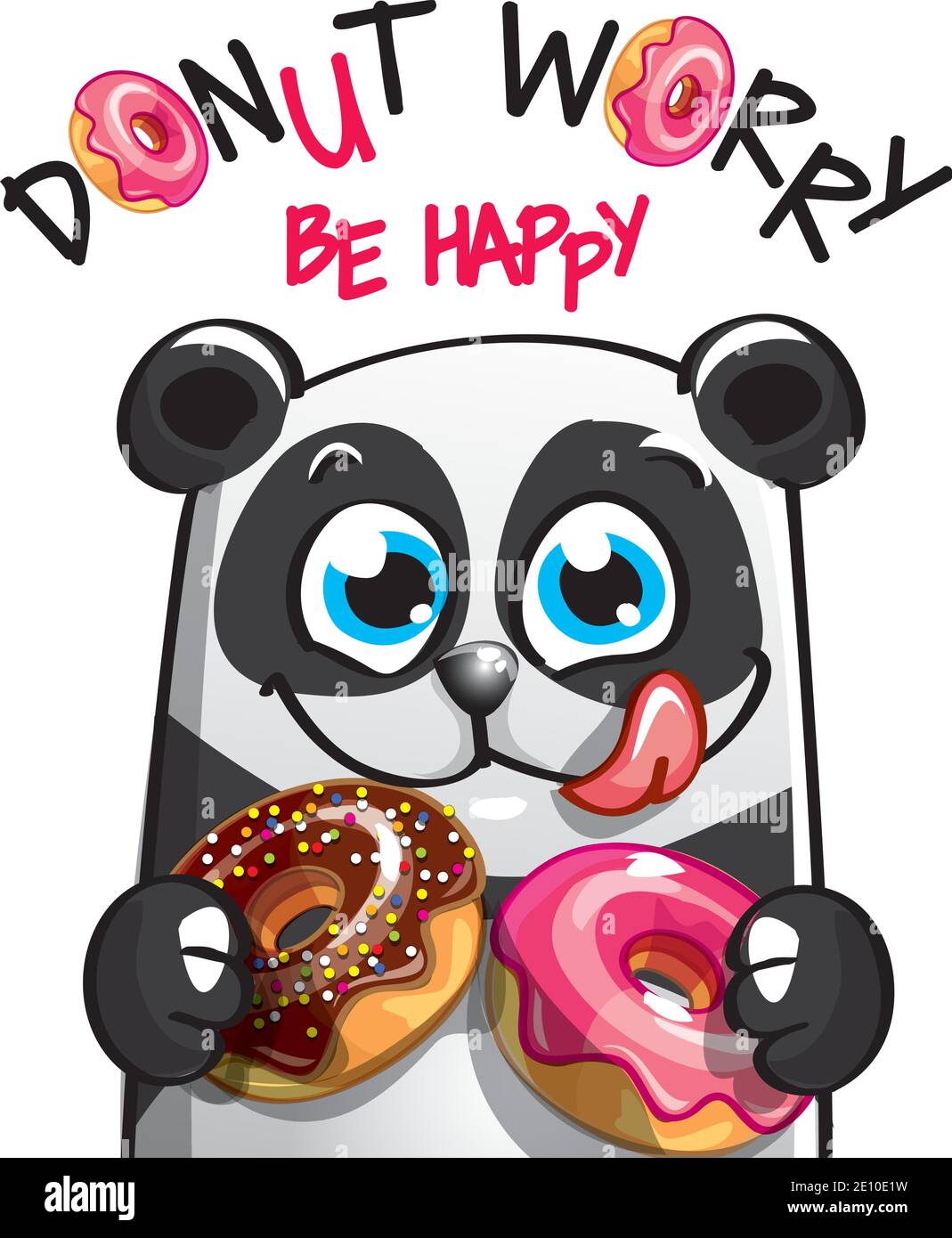 Vector illustration of cartoon panda with donuts Stock Vector Image ...