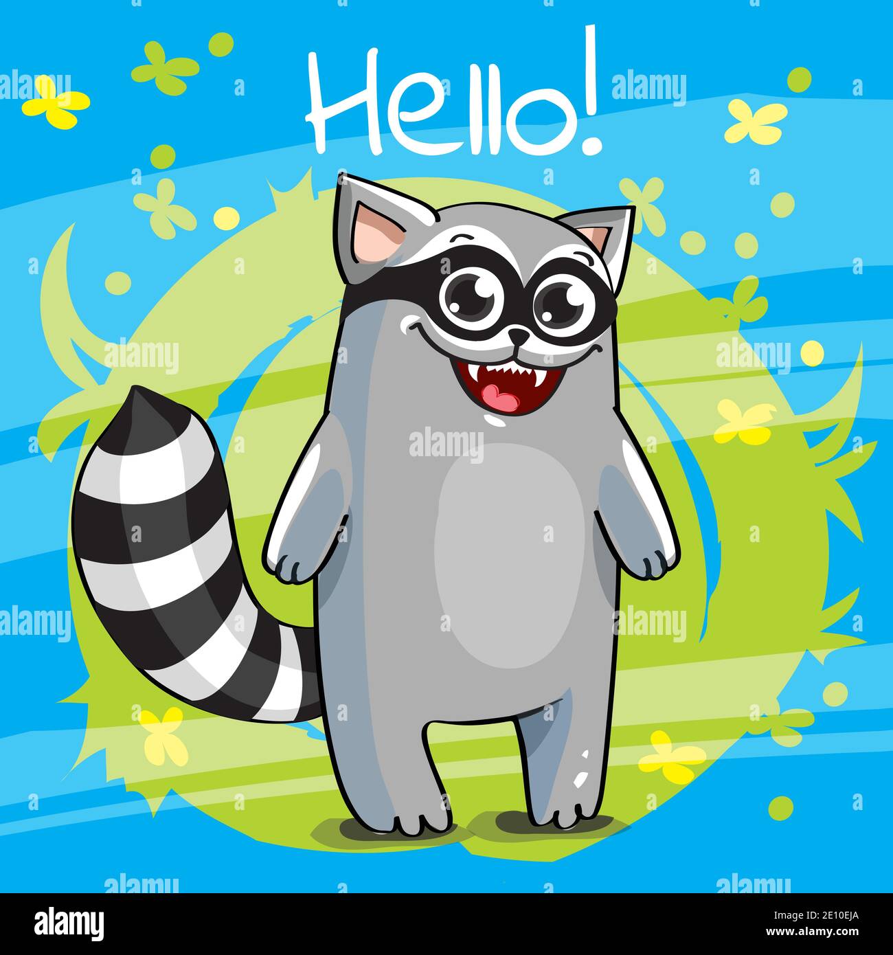 Vector illustration of cartoon raccoon. Hello Stock Vector Image & Art ...
