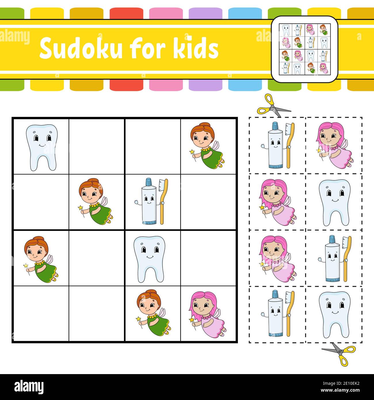 Sudoku for kids. Education developing worksheet. Activity page with ...