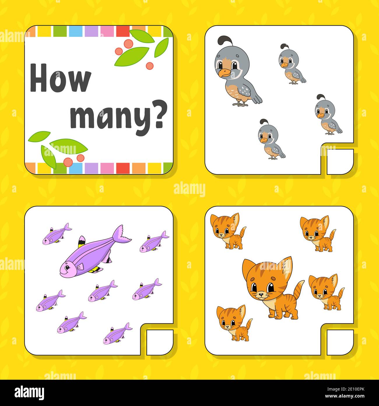 Counting game for children. Happy characters. Learning mathematics. How ...