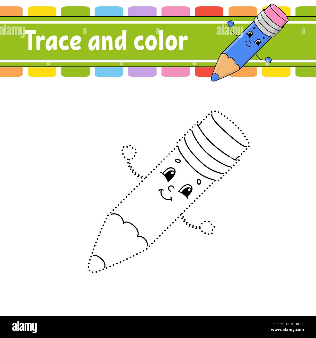 Trace and color. Coloring page for kids. Handwriting practice ...