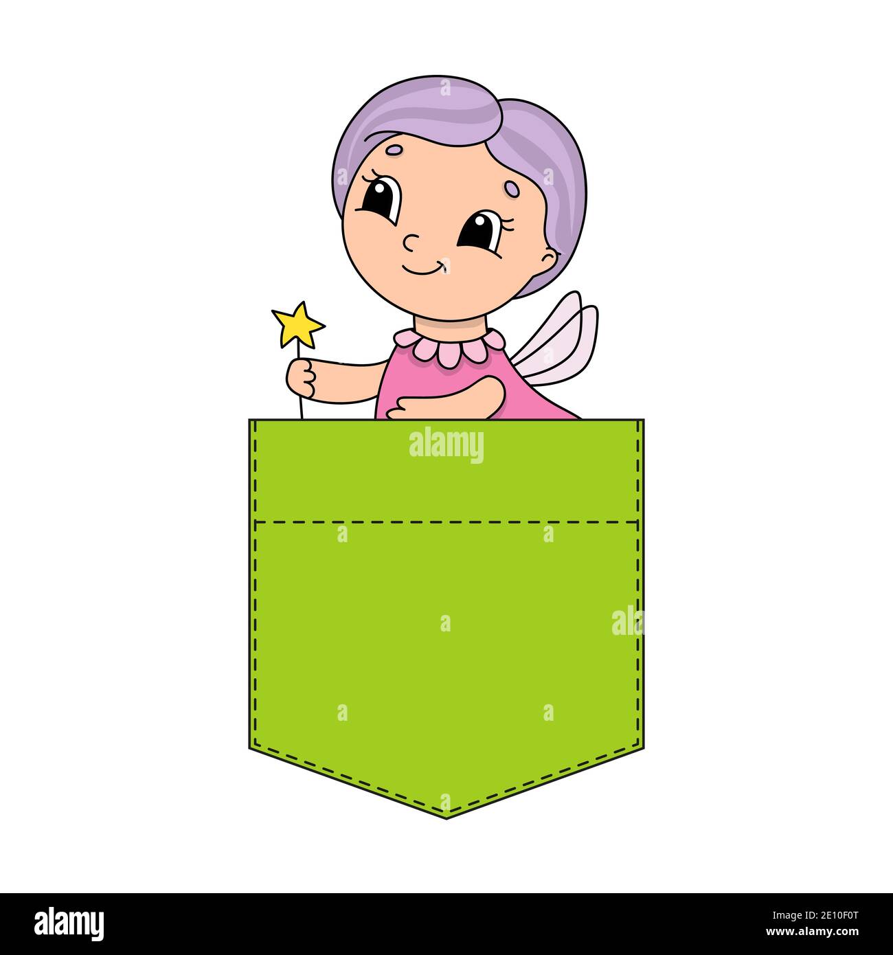 Cute character in shirt pocket. Colorful vector illustration. Cartoon ...