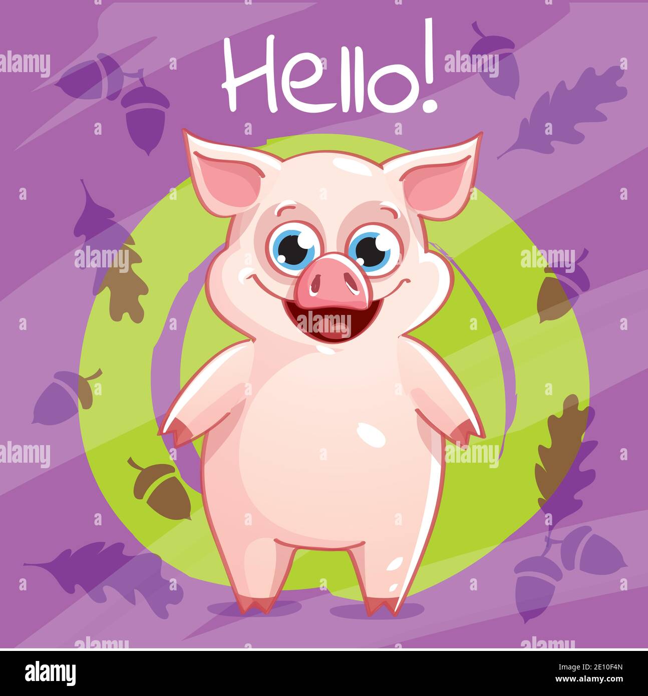 Vector illustration of cartoon pig. Hello Stock Vector Image & Art - Alamy