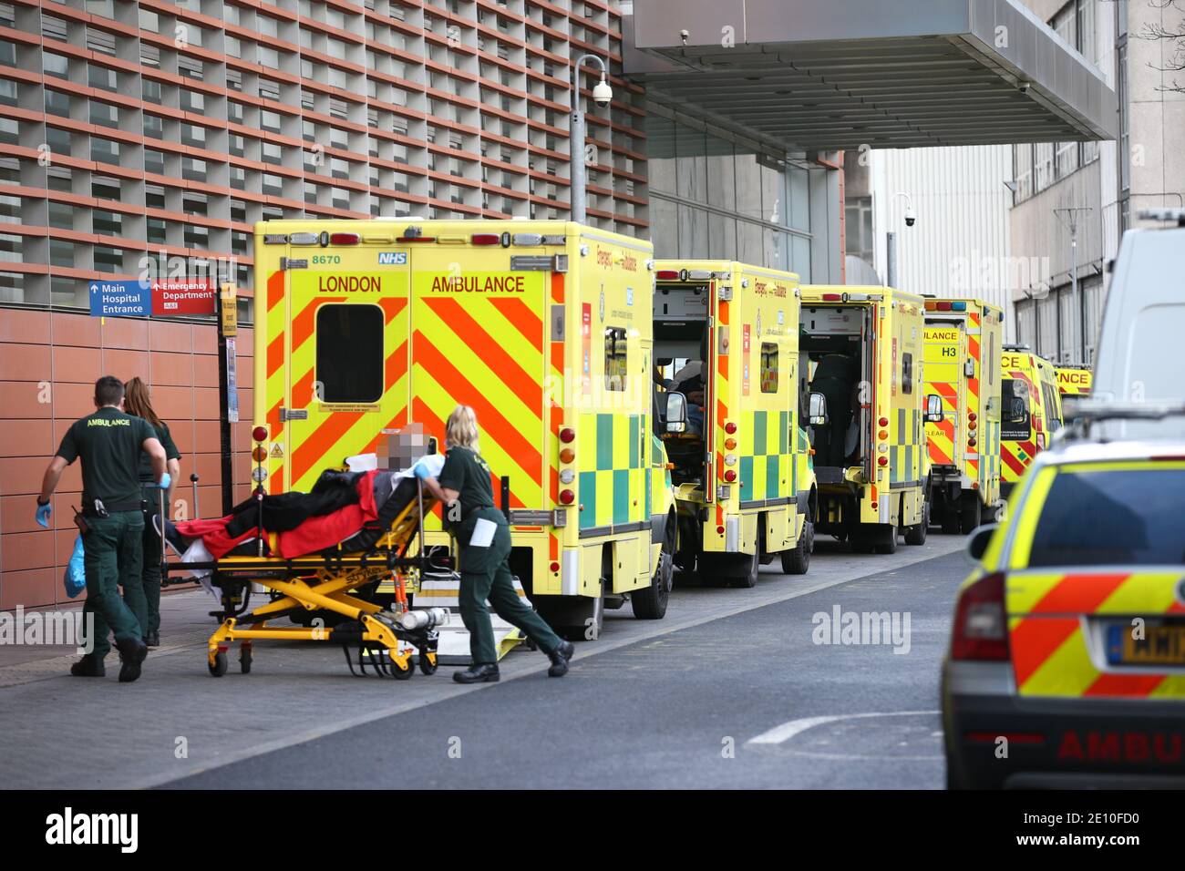 IMAGE PIXELLATED BY PA PICTURE DESK Ambulances drop off patients at the ...