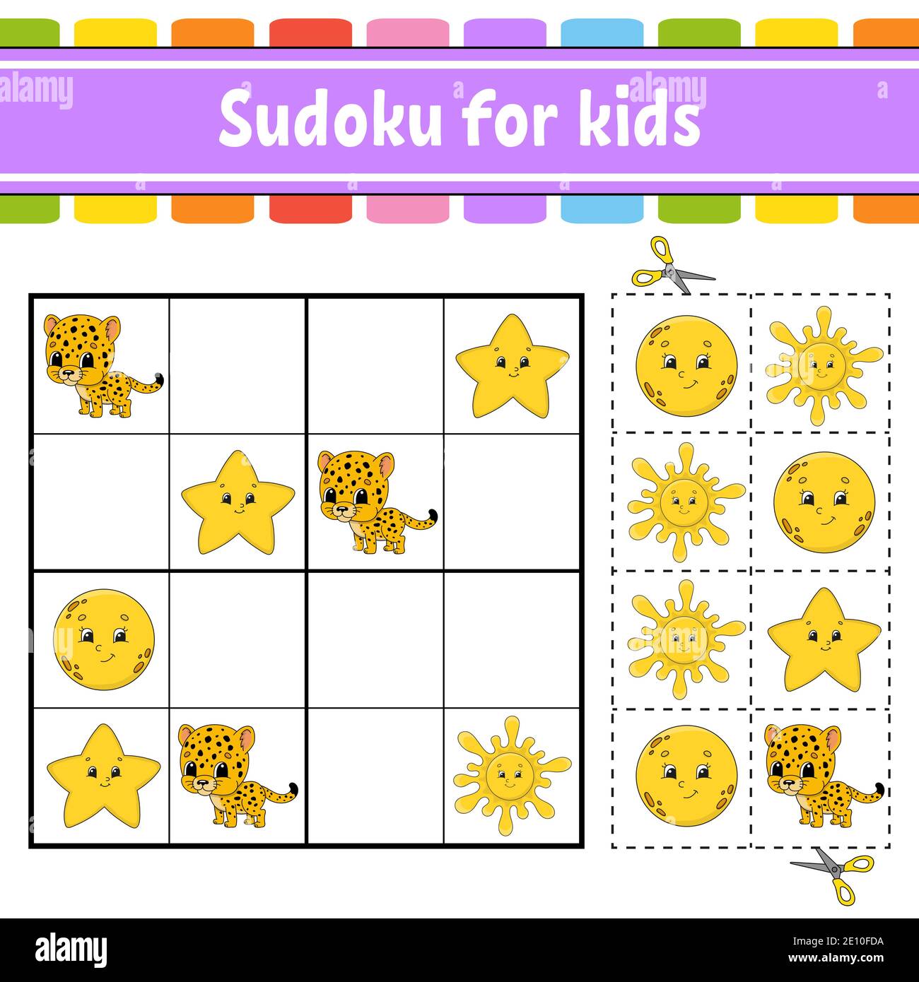 Sudoku for kids. Education developing worksheet. Activity page with ...