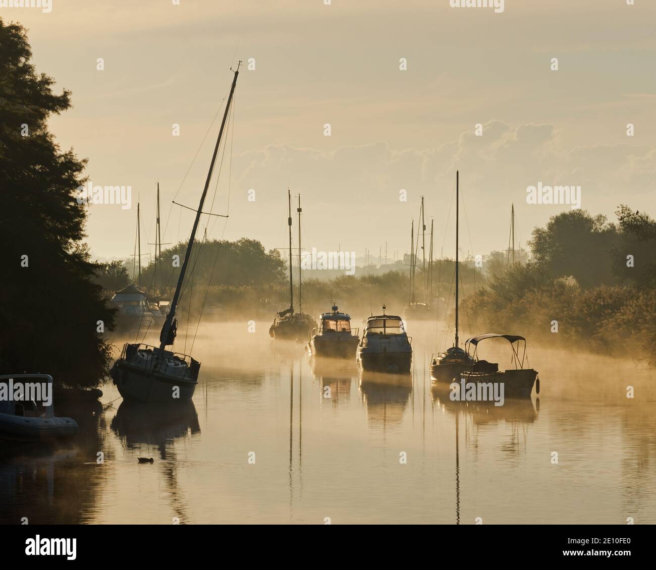View of a sunrise over the River Frome and Wareham Quay from South ...