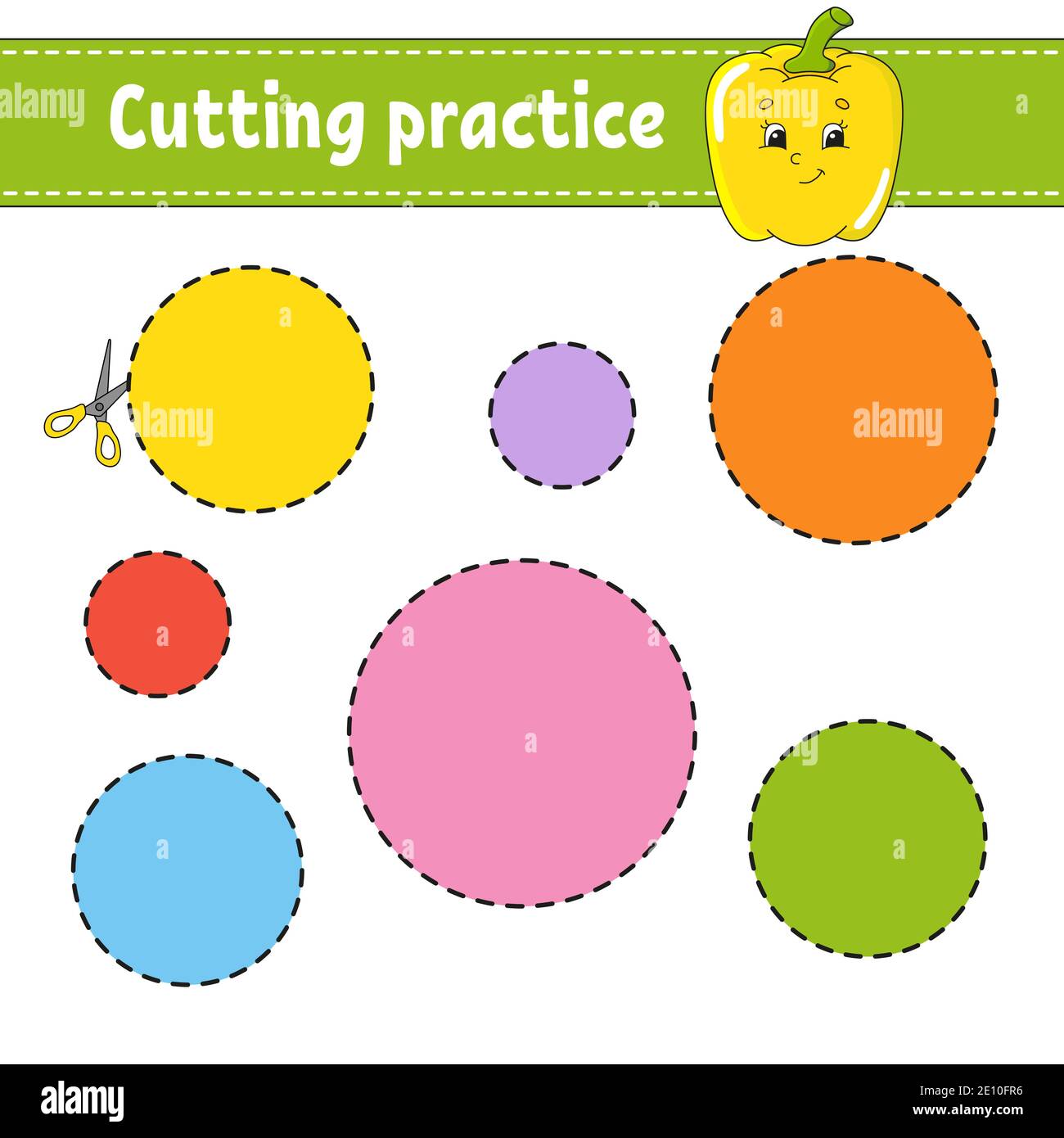 Cutting practice for kids. Education developing worksheet. Activity ...