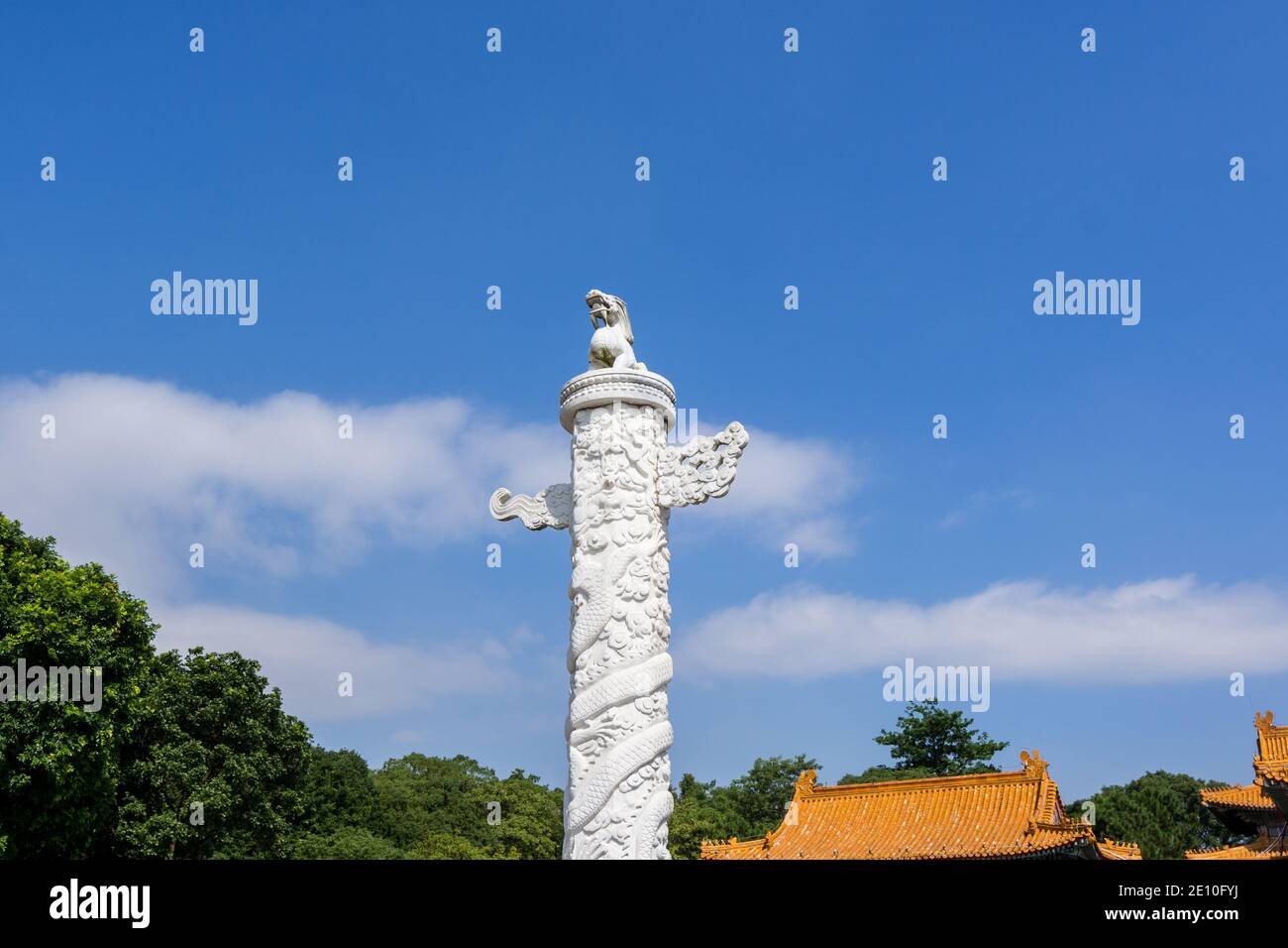 ornamental column erected in front of palace of New Yuanming Palace of ...