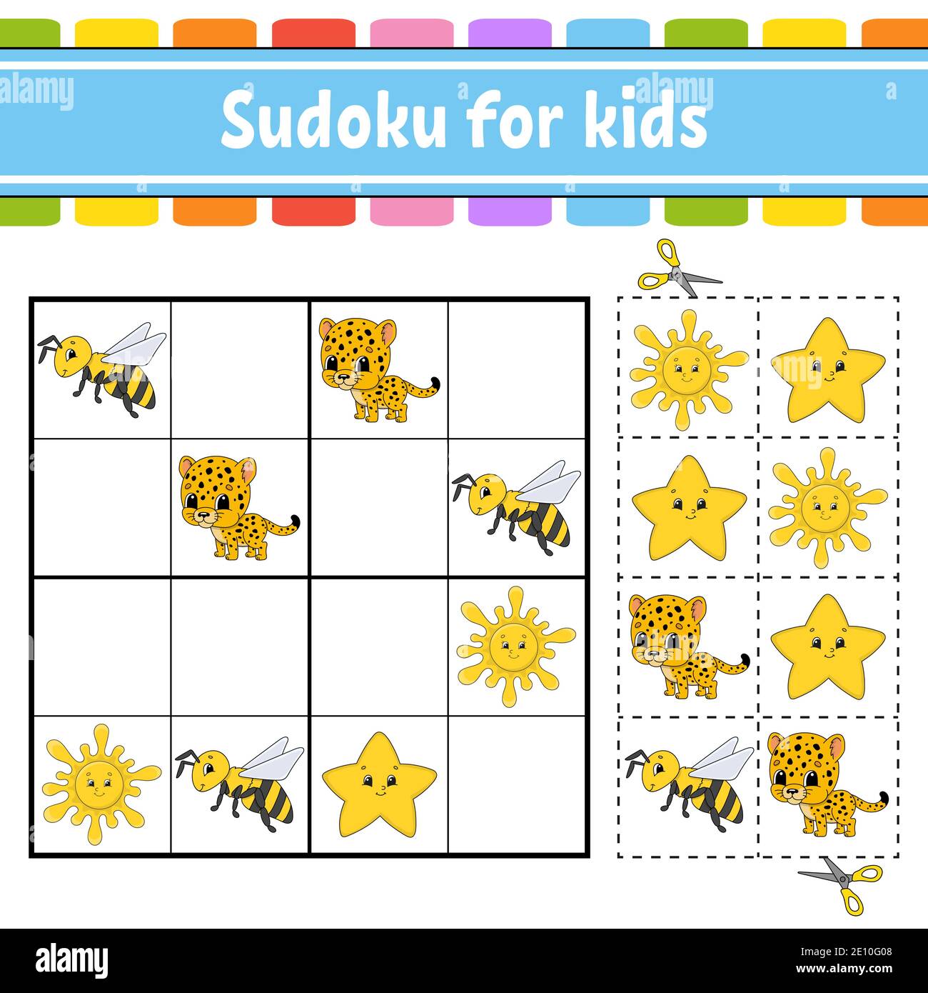 Sudoku for kids. Education developing worksheet. Activity page with ...