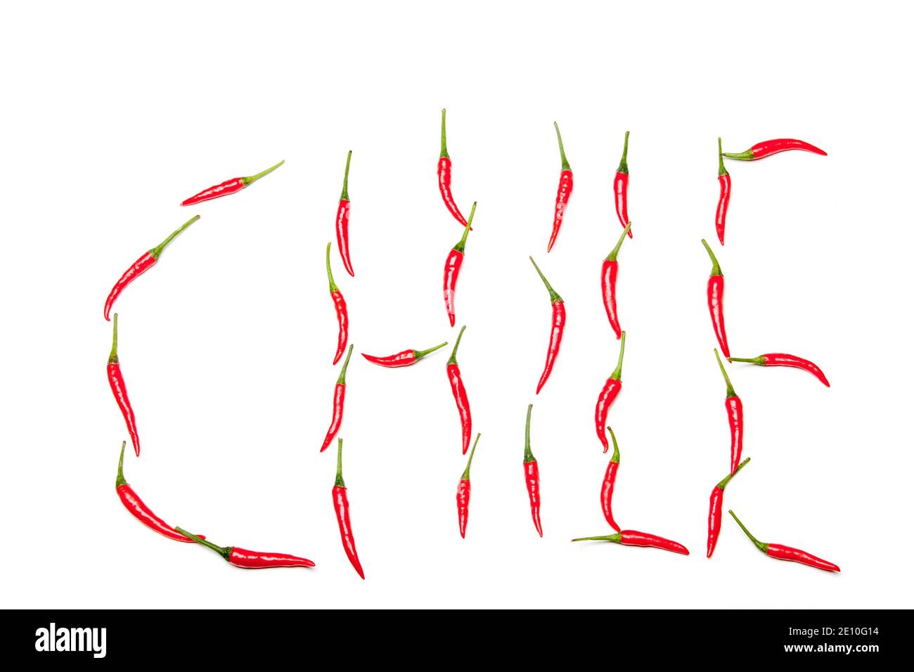 Chili peppers spelling the word hi-res stock photography and images - Alamy