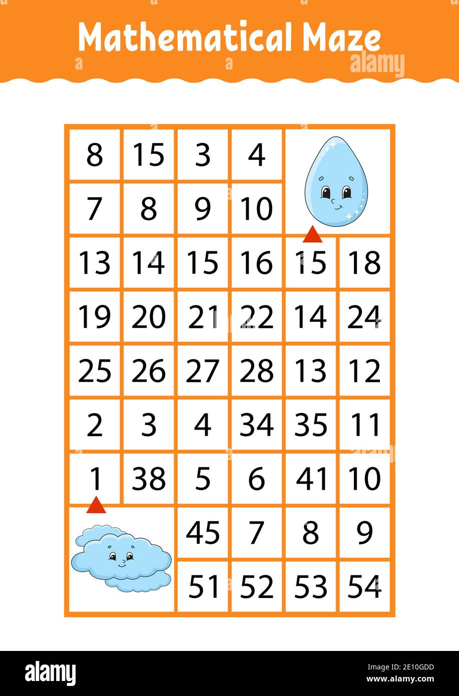 Mathematical maze. Game for kids. Number labyrinth. Education ...