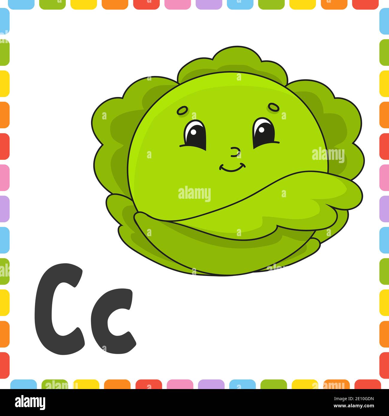 Funny alphabet. ABC square flash cards. Cartoon cute character isolated ...