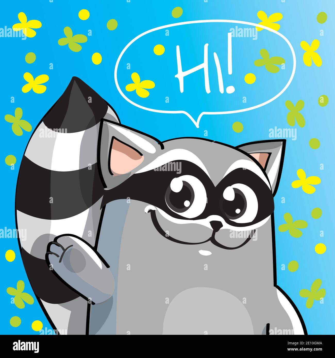 Vector illustration of cartoon raccoon. Hi Stock Vector Image & Art - Alamy