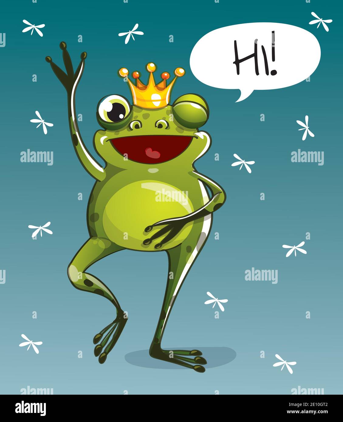 Vector illustration of cartoon frog prince. Hi Stock Vector Image & Art ...