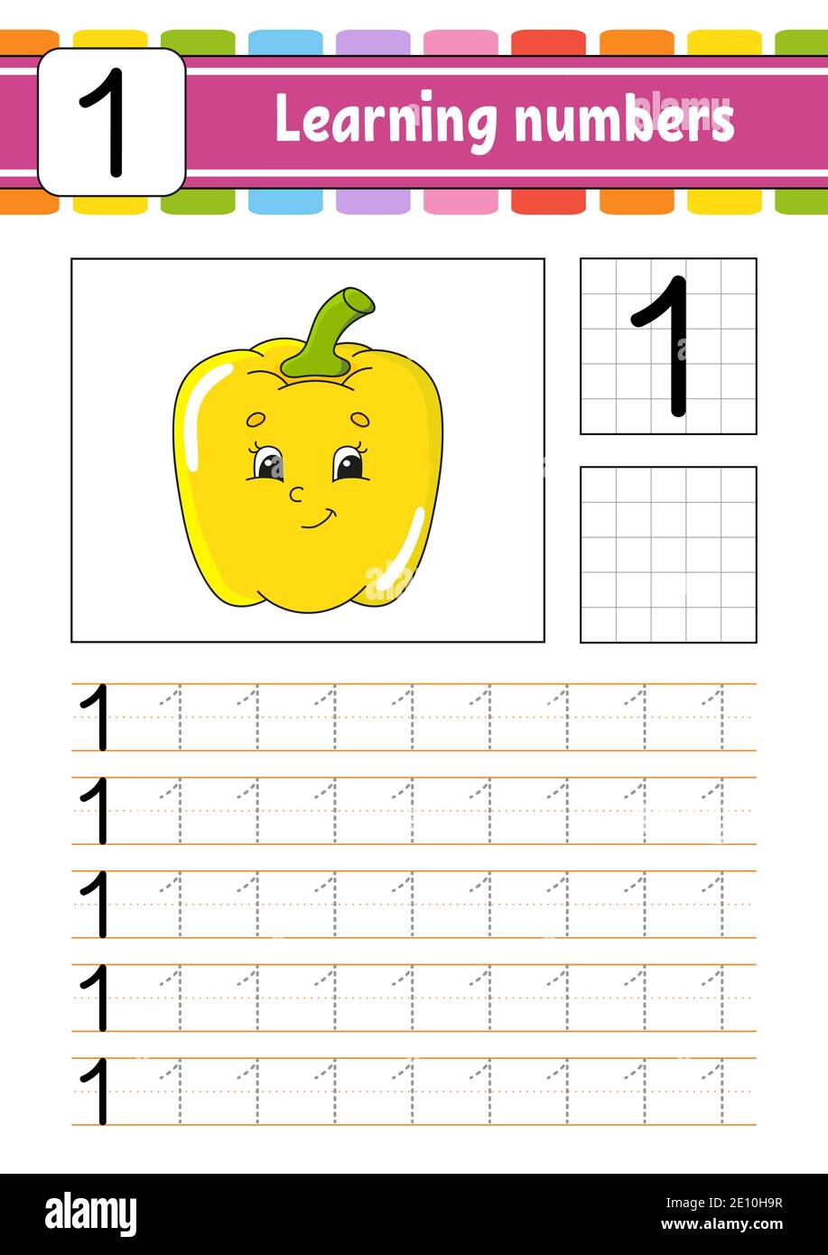 Trace and write. Handwriting practice. Learning numbers for kids ...