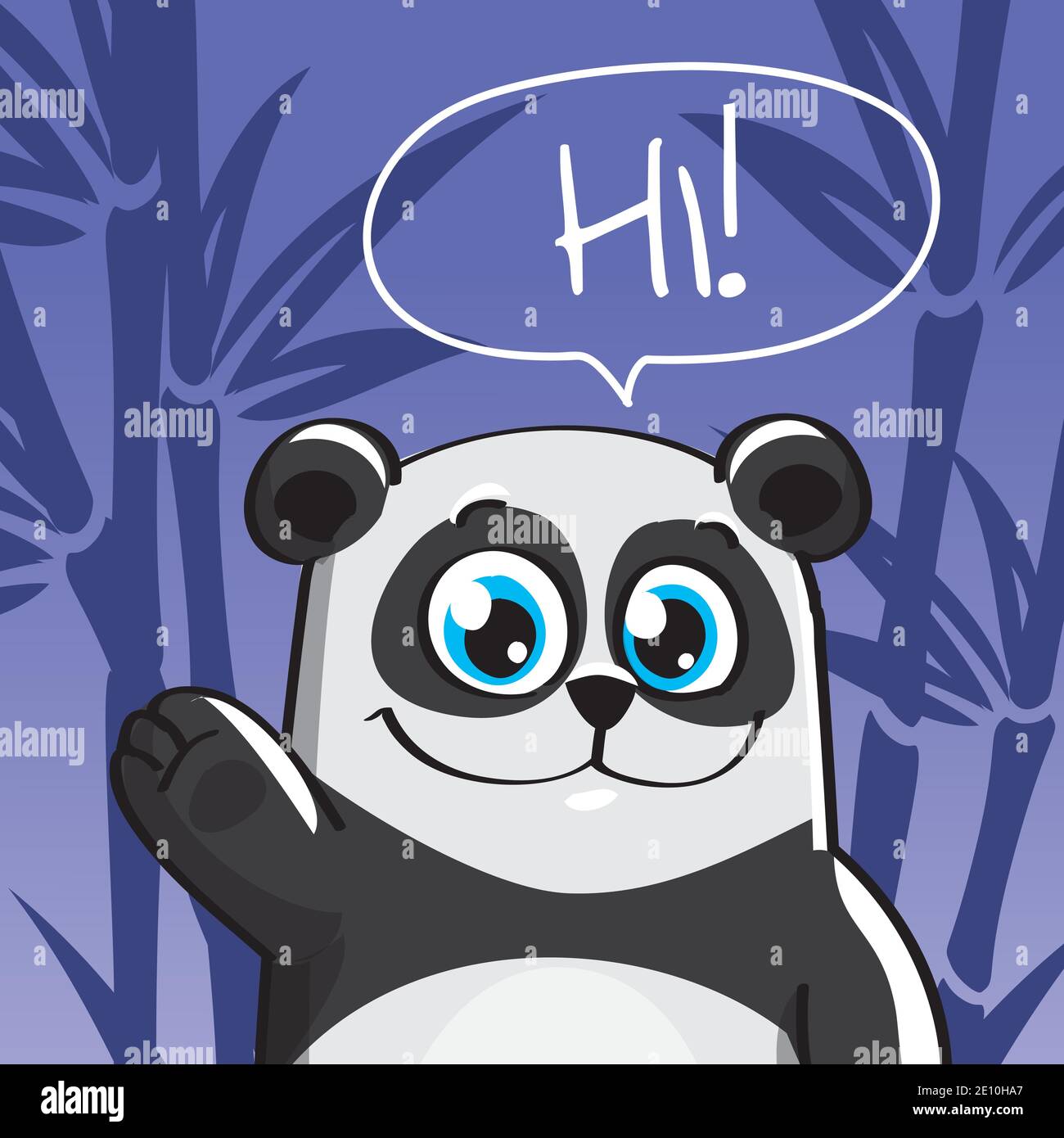 Vector illustration of cute cartoon hapy fun panda. Greeting card ...