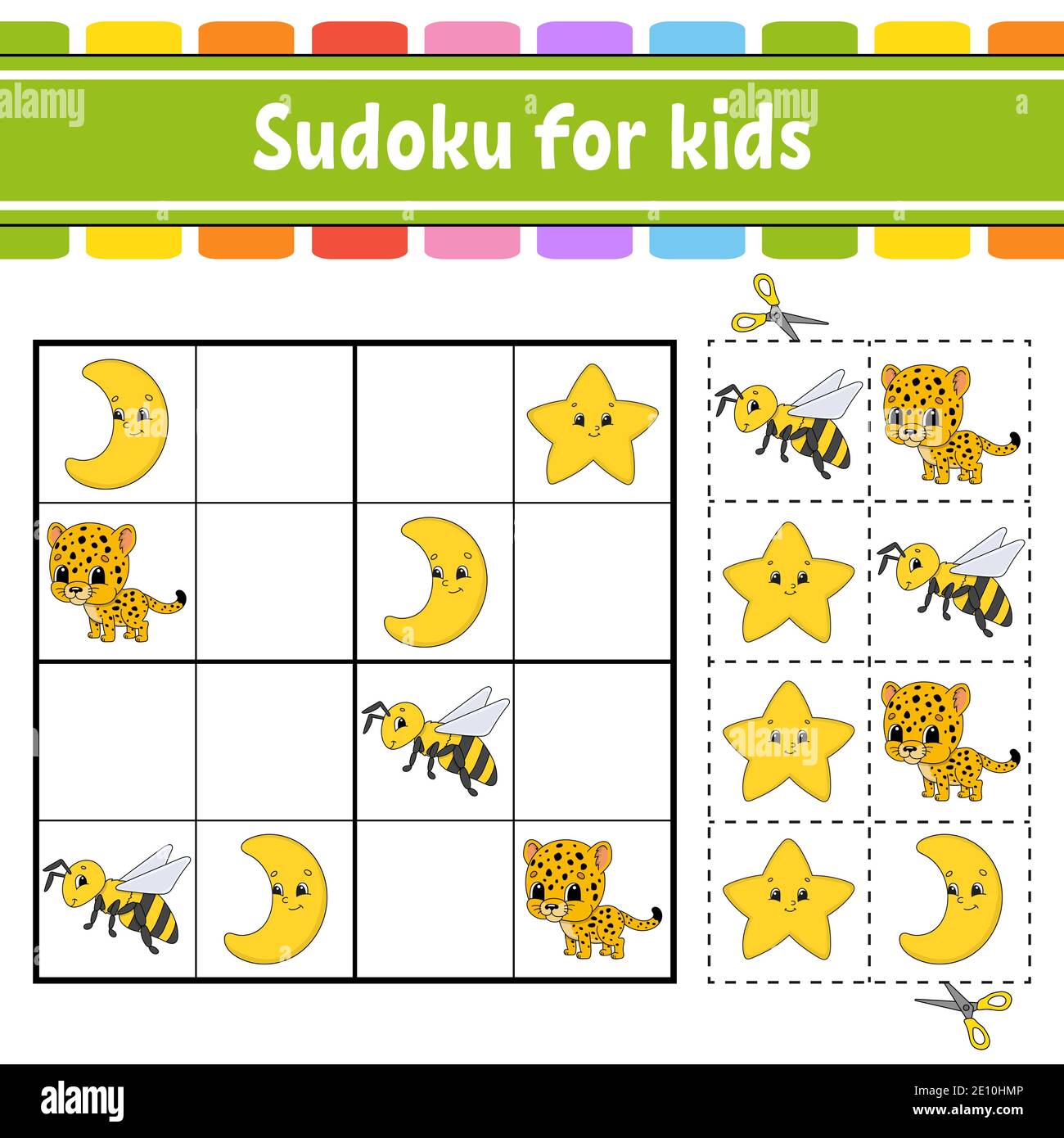 Sudoku for kids. Education developing worksheet. Activity page with ...