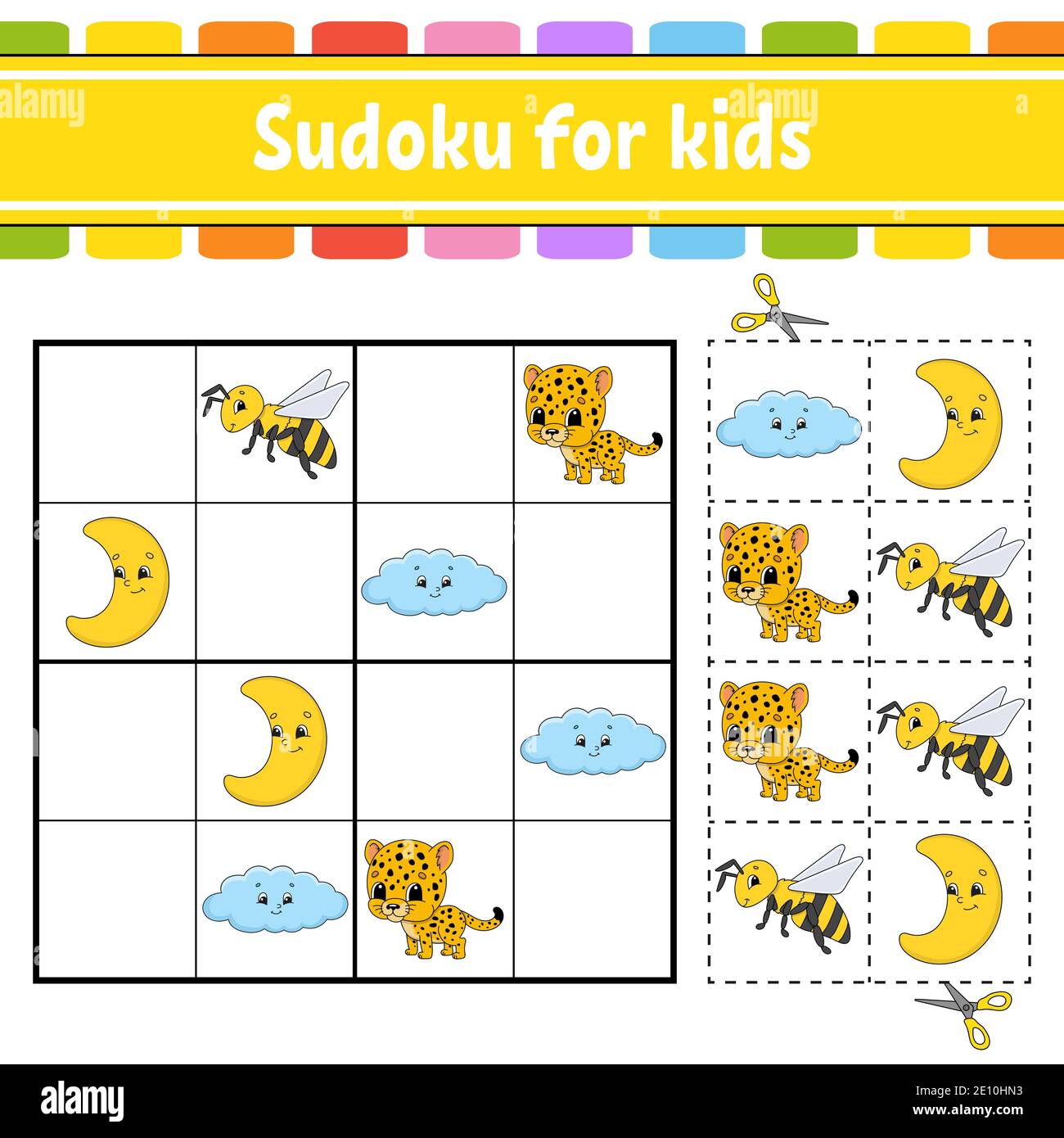 Sudoku for kids. Education developing worksheet. Activity page with ...