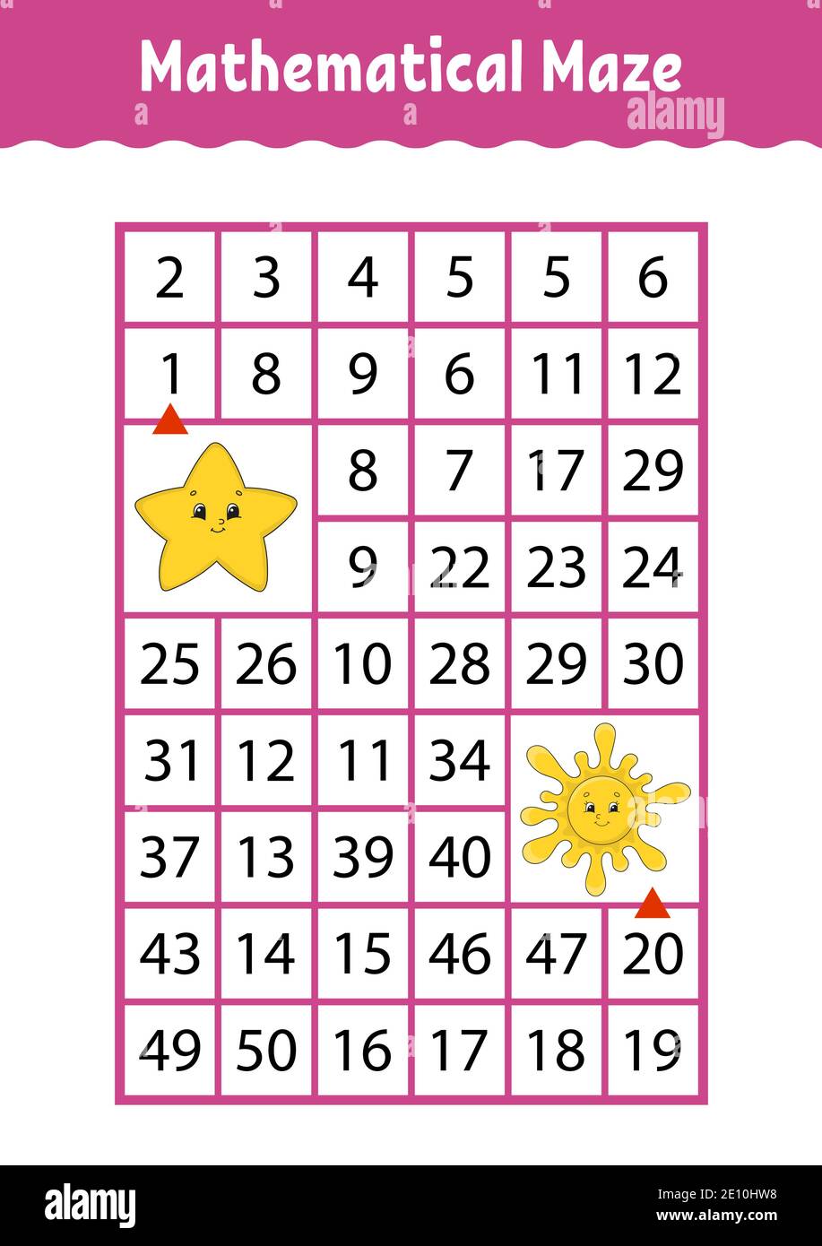 Mathematical maze. Game for kids. Number labyrinth. Education ...