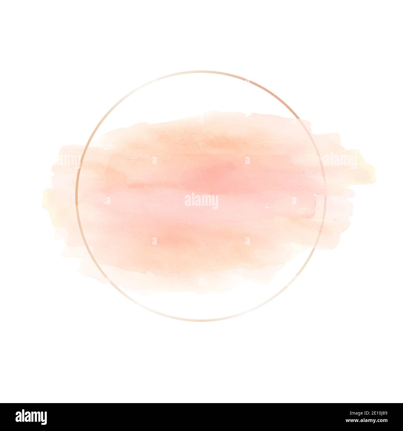 Beige natural watercolor texture in a gold circle frame. Modern graphic ...