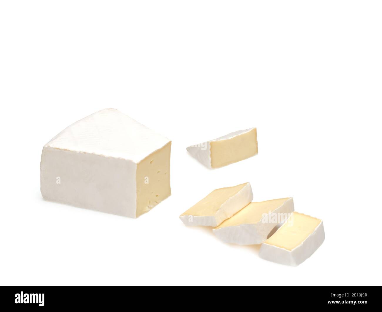 Sliced Brie cheese isolated on white background Stock Photo - Alamy