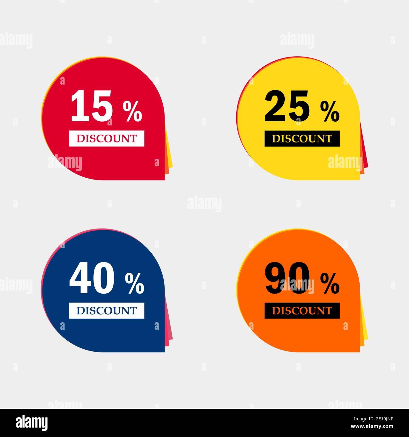 Sale discount icons. Special offer price signs. 15, 25, 40 and 90 ...