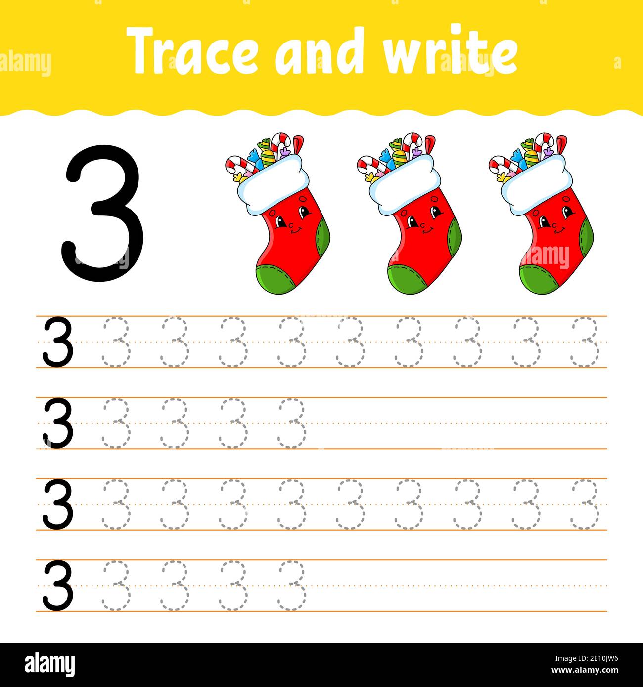 Trace and write. Handwriting practice. Learning numbers for kids ...