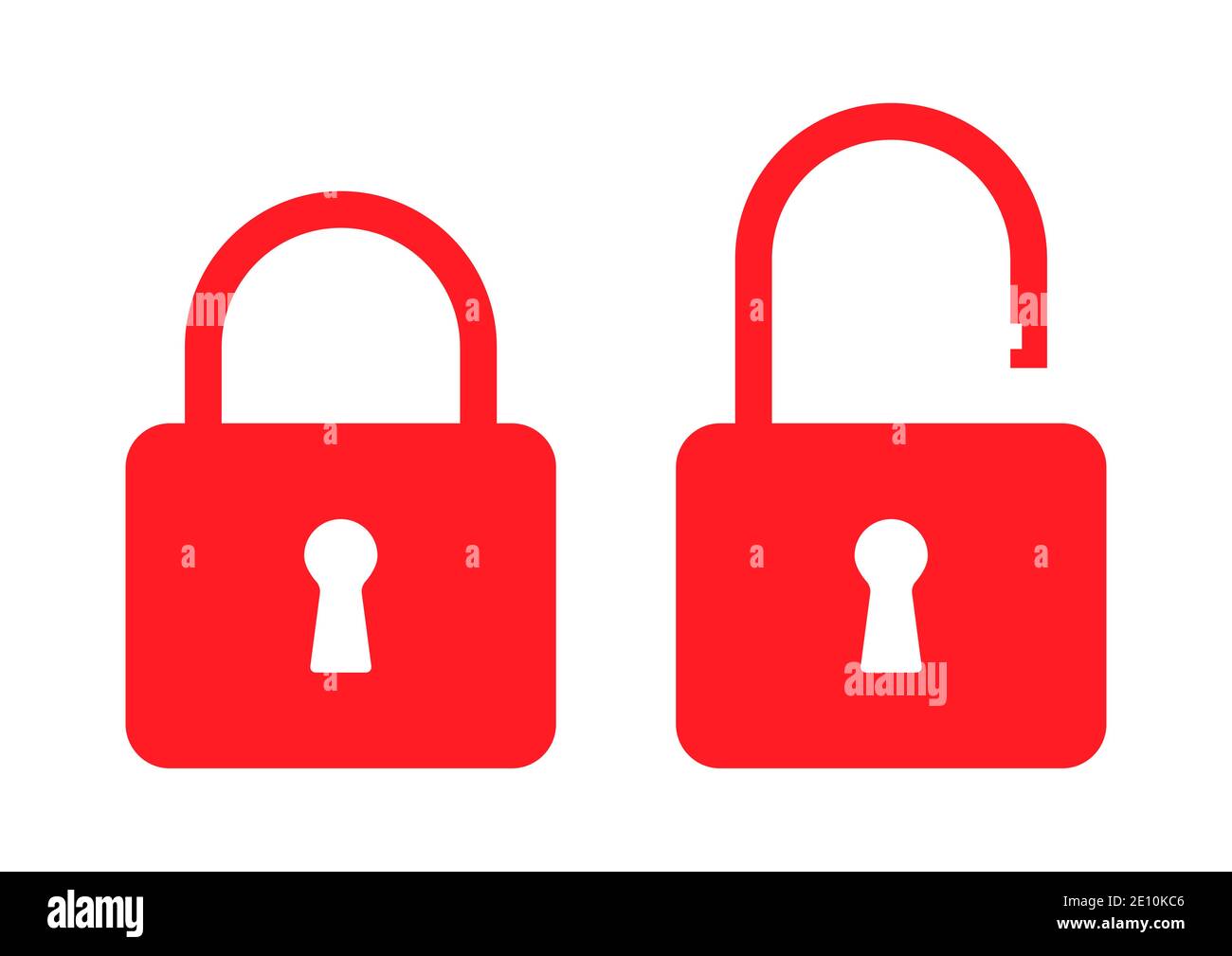 Icons flat closed lock and open lock. Symbols vector security. Isolated ...