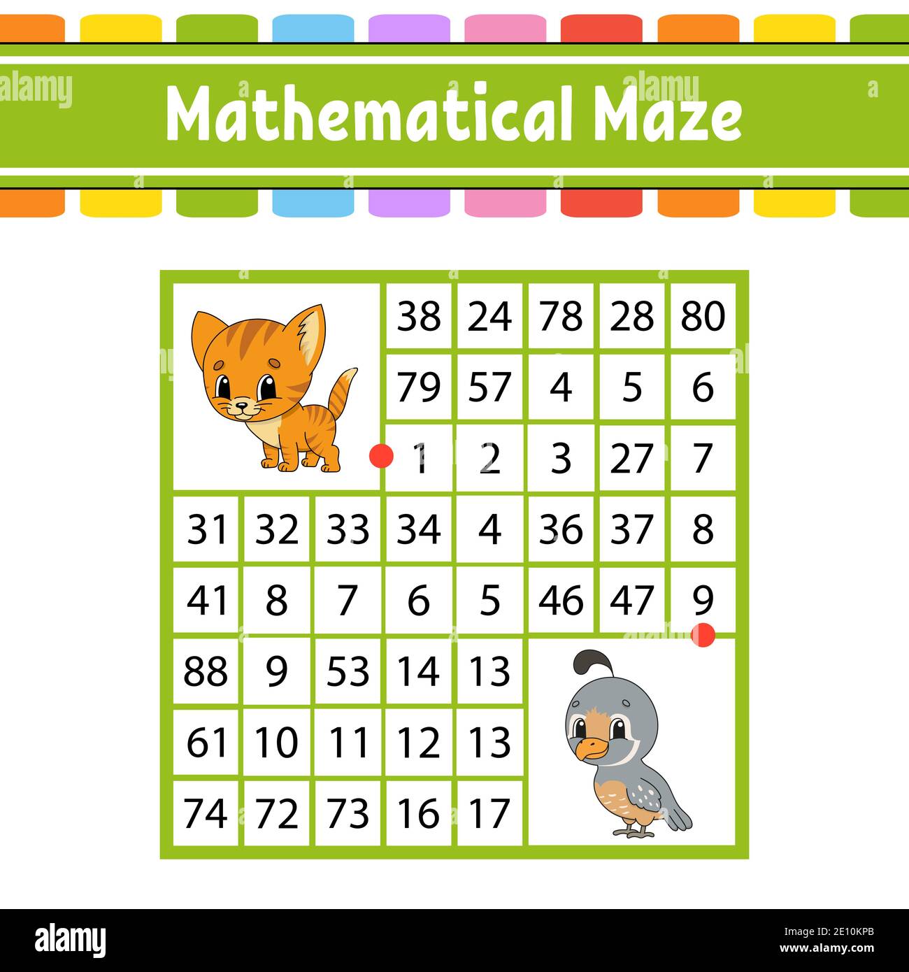 Mathematical maze. Game for kids. Number labyrinth. Education ...