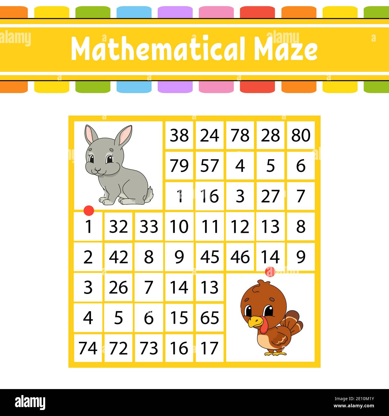 Mathematical maze. Game for kids. Number labyrinth. Education ...