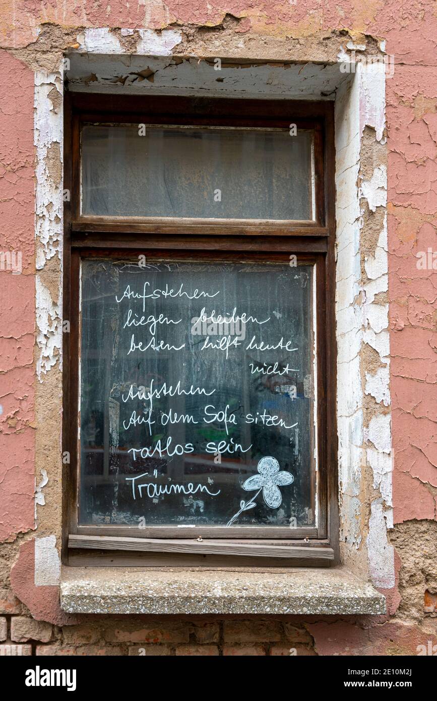 Dirty Window On An Old House Stock Photo - Alamy