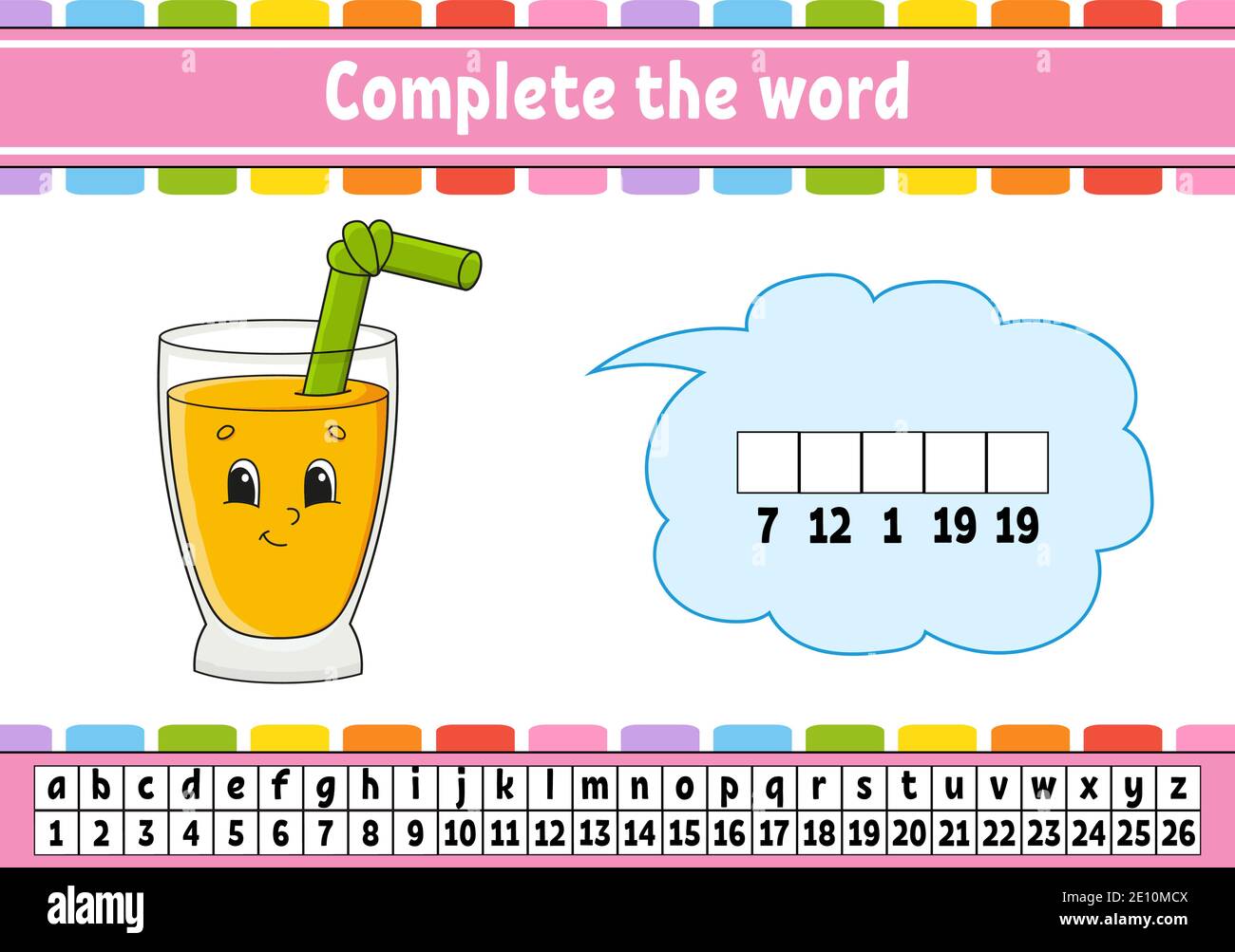 Complete the words. Cipher code. Learning vocabulary and numbers ...