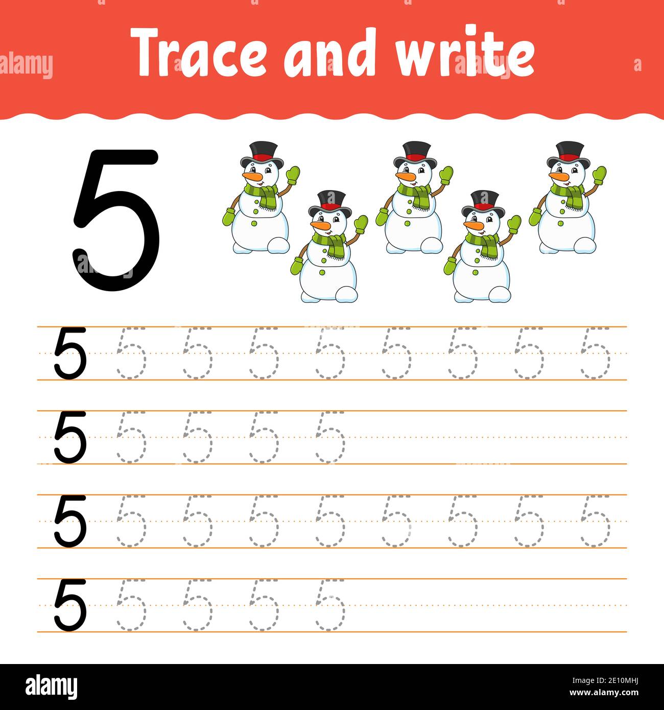 Trace and write. Handwriting practice. Learning numbers for kids ...