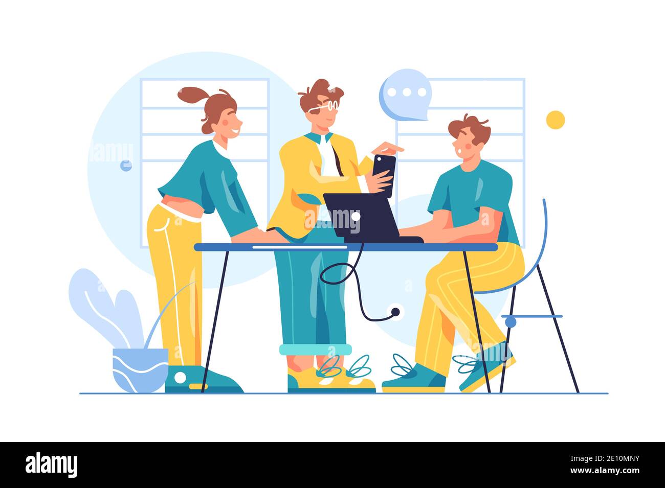 Team company working with computer Cut Out Stock Images & Pictures - Alamy