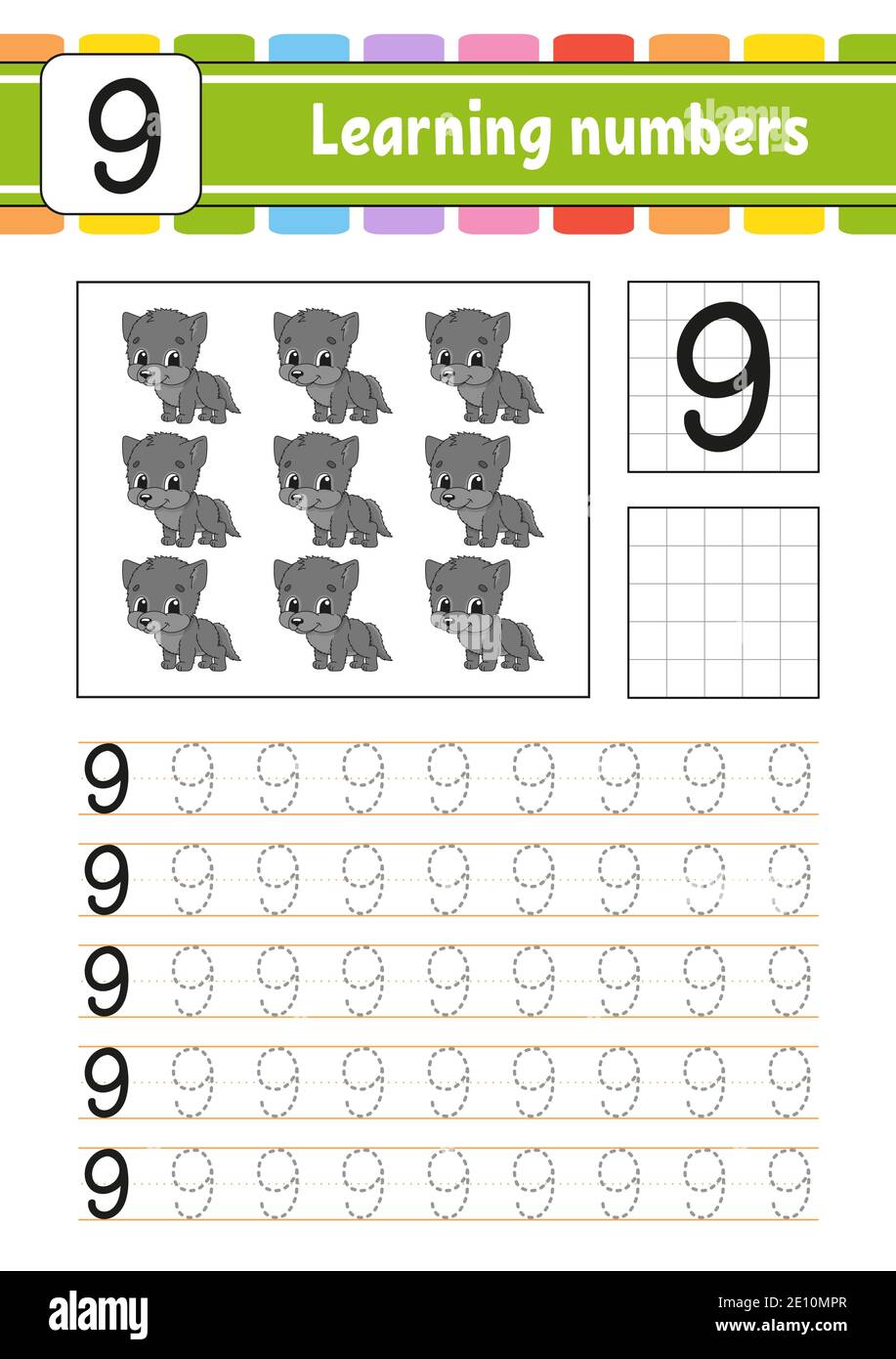 Trace and write. Handwriting practice. Learning numbers for kids ...
