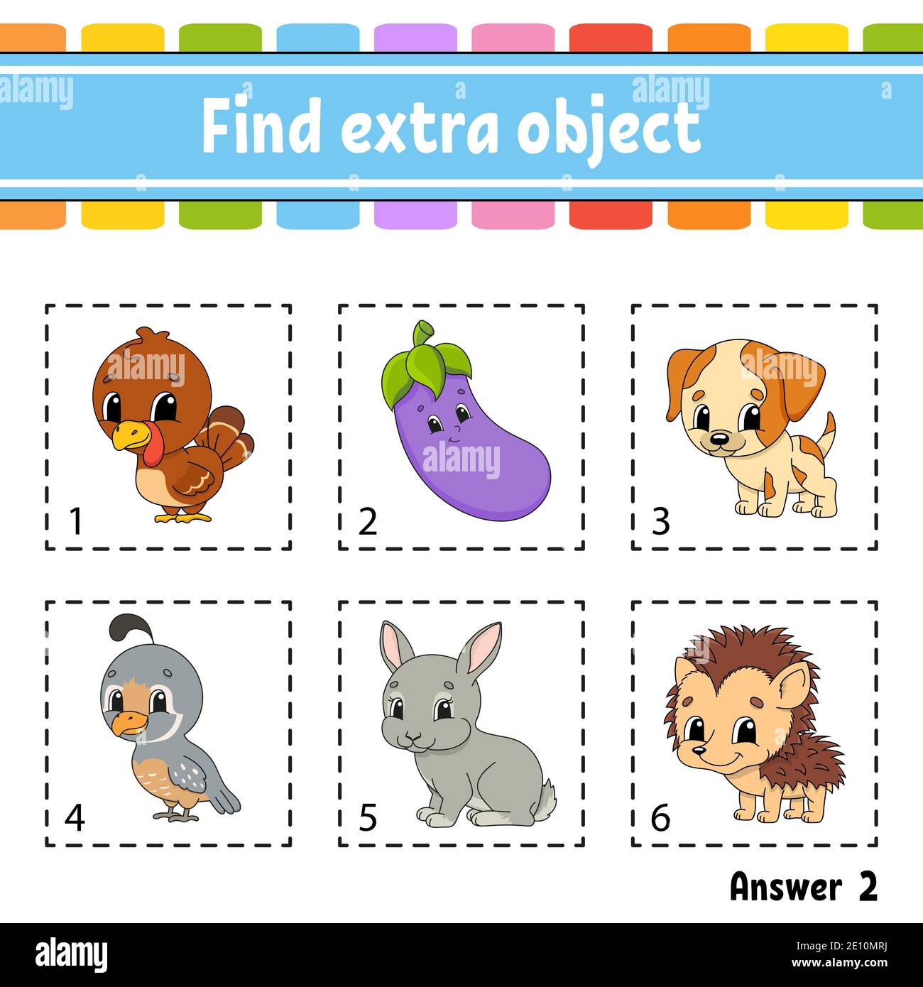 Find extra object. Educational activity worksheet for kids and toddlers ...