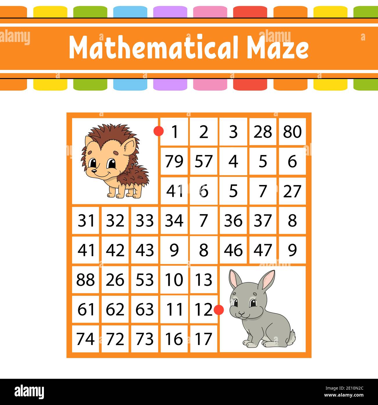 Mathematical maze. Game for kids. Number labyrinth. Education ...
