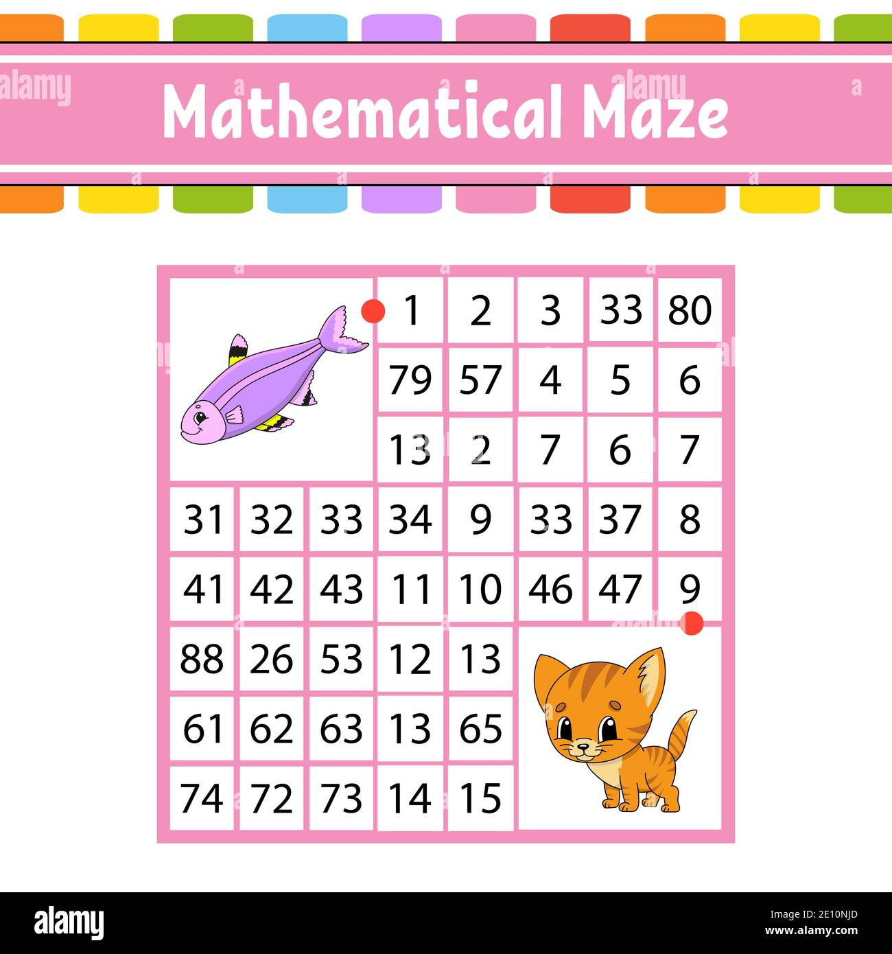 Mathematical maze. Game for kids. Number labyrinth. Education ...