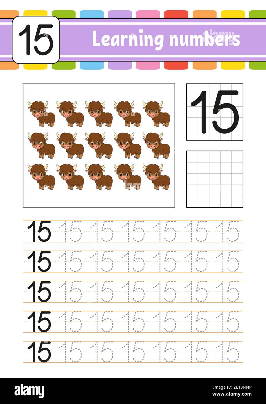 Trace and write. Handwriting practice. Learning numbers for kids ...