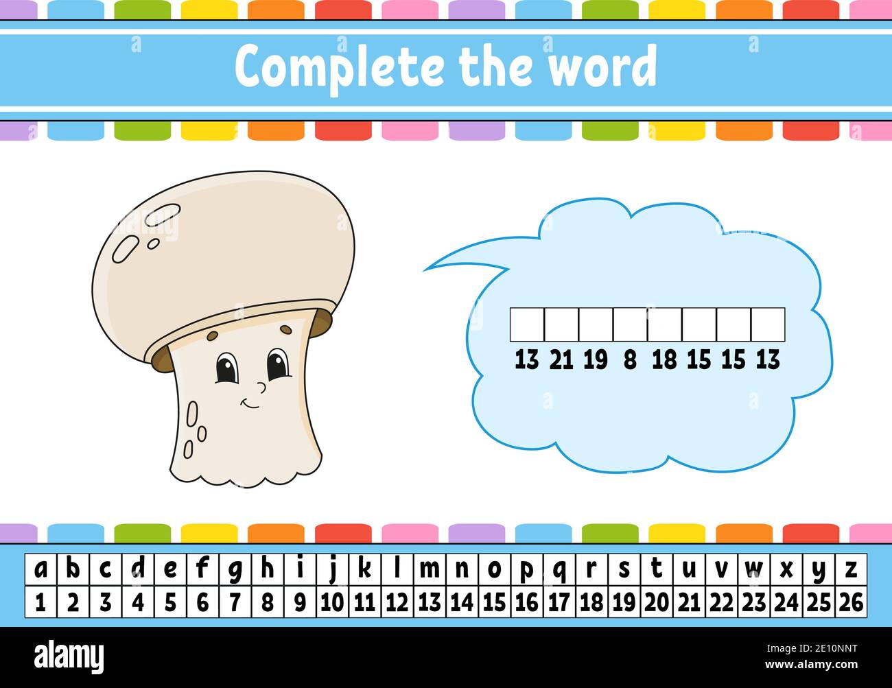 Complete the words. Cipher code. Learning vocabulary and numbers ...