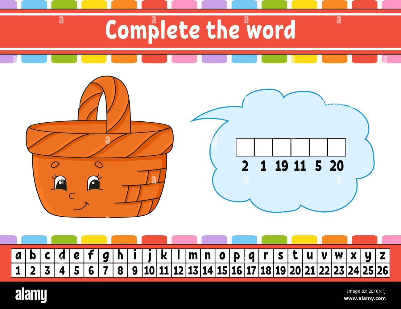 Complete the words. Cipher code. Learning vocabulary and numbers ...