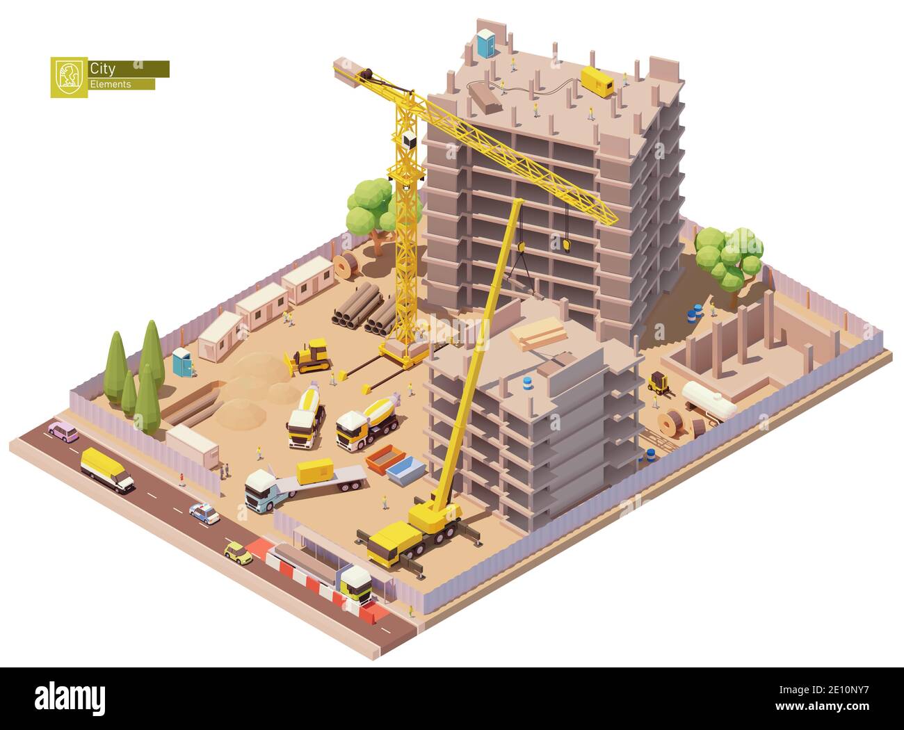 Vector isometric building construction site Stock Vector Image & Art - Alamy