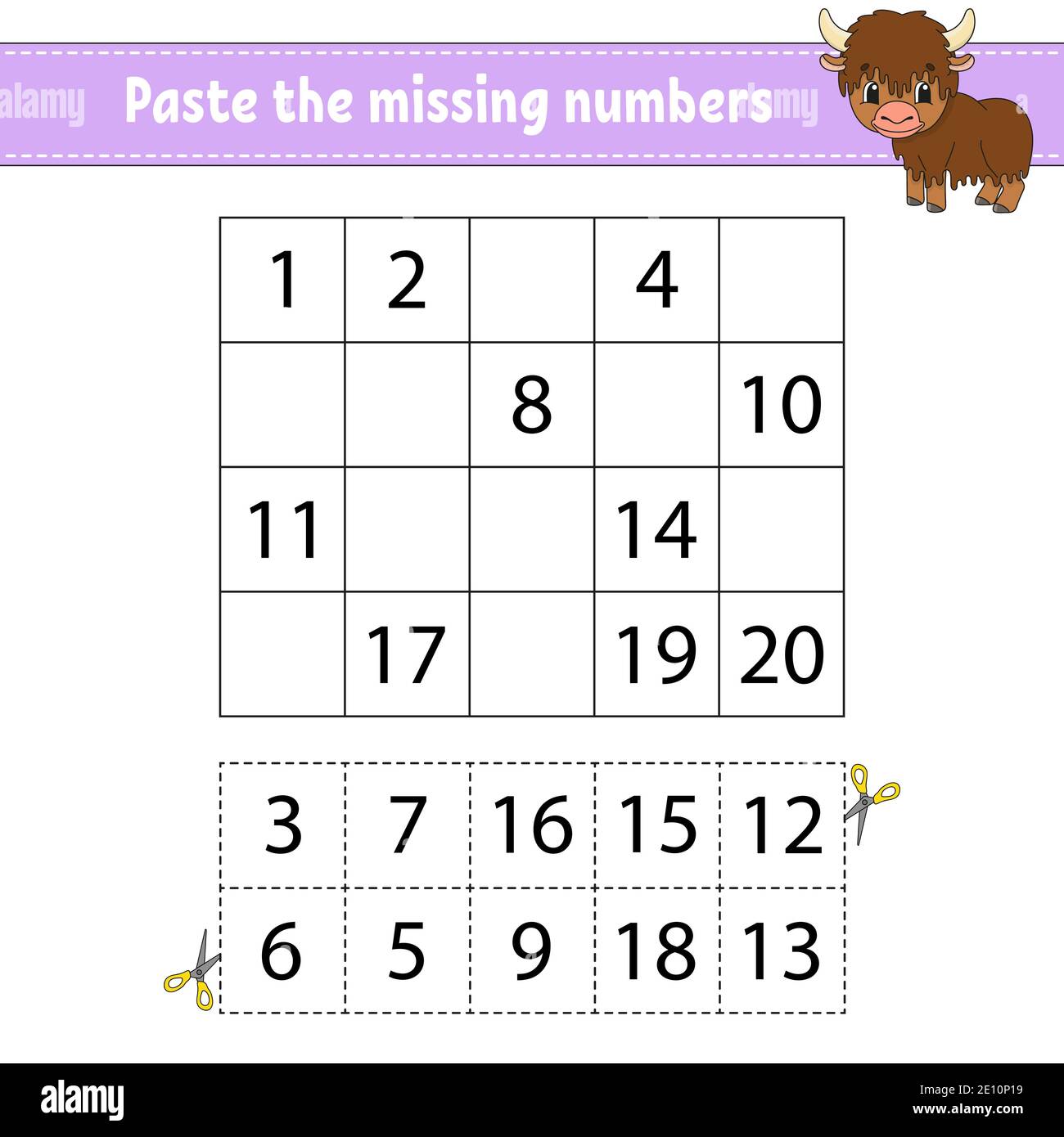 Paste the missing numbers. Game for children. Handwriting practice ...