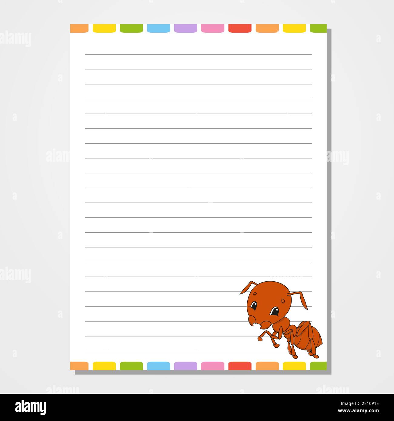 Sheet template for notebook, notepad, diary. With the image of a cute ...