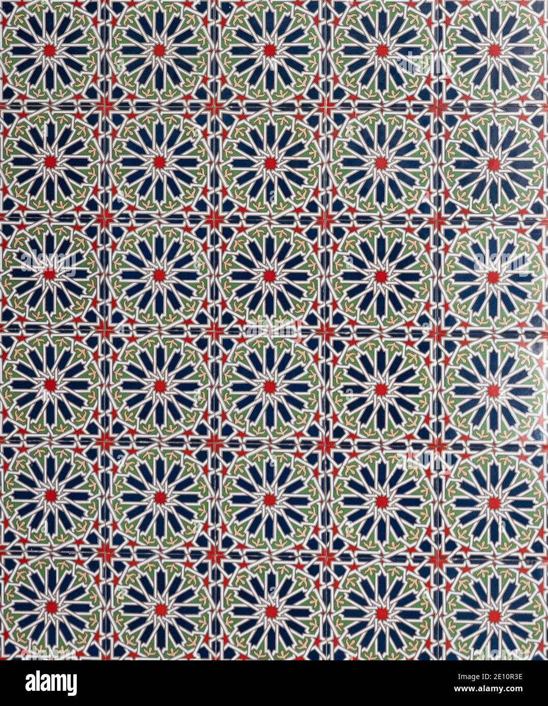 Beautiful and traditional arabic tiles decoration in a moroccan Medersa ...