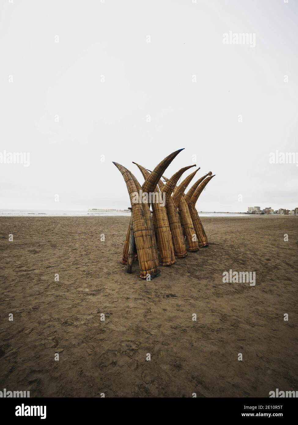 Traditional peruvian caballito de totora Balsa reed fishing boat raft ...