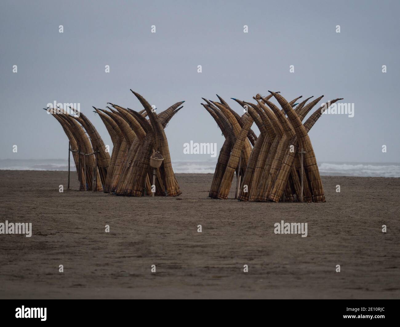 Traditional peruvian caballito de totora Balsa reed fishing boat raft ...