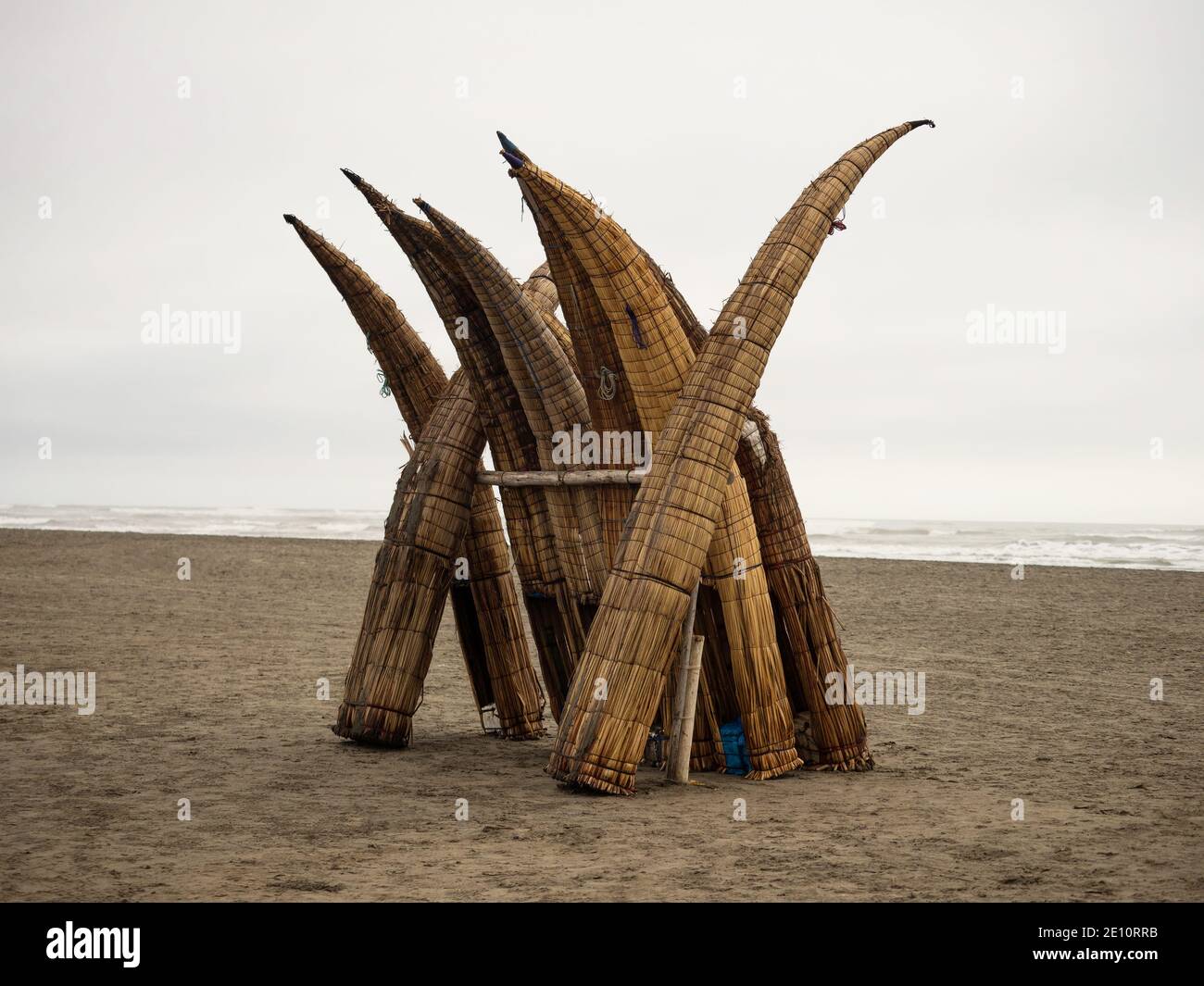 Traditional peruvian caballito de totora Balsa reed fishing boat raft ...