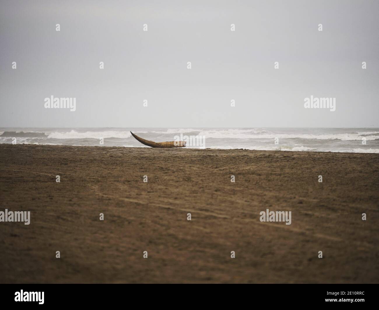 Traditional peruvian Totora Balsa reed fishing boat raft canoe on ...