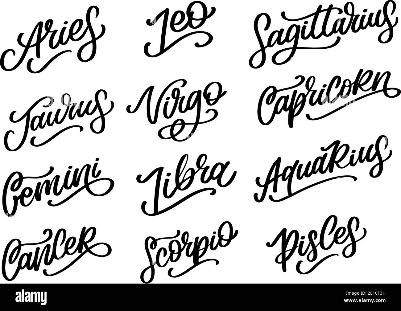 Zodiac lettering Vector Sign. Cartoon astrology text illustration ...